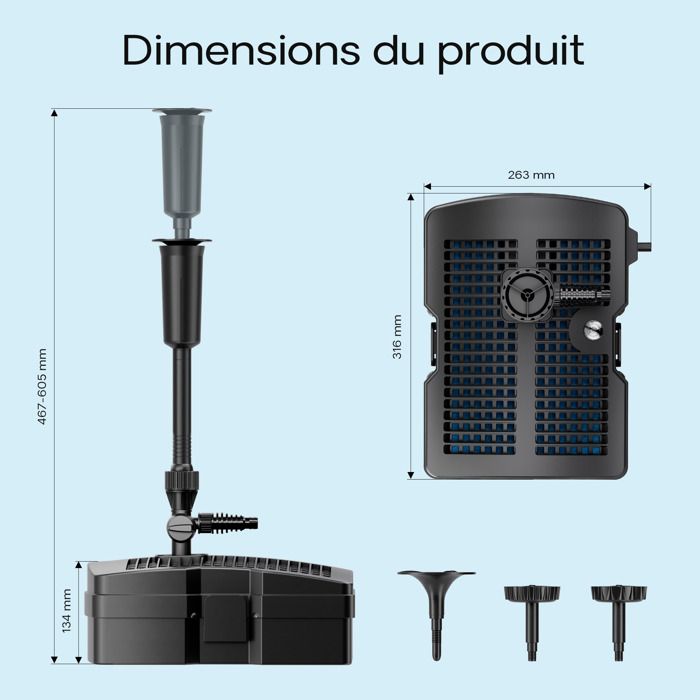 SunSun CUF-2500 3 en 1 Pompe Filtre et de fontaine avec Clarificateur ...