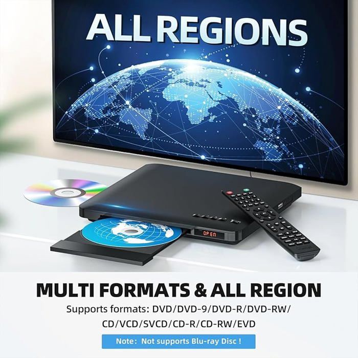 Lecteur DVD TV Mince Ultra-Compact Lecteur DVD HDMI Disc Player ...