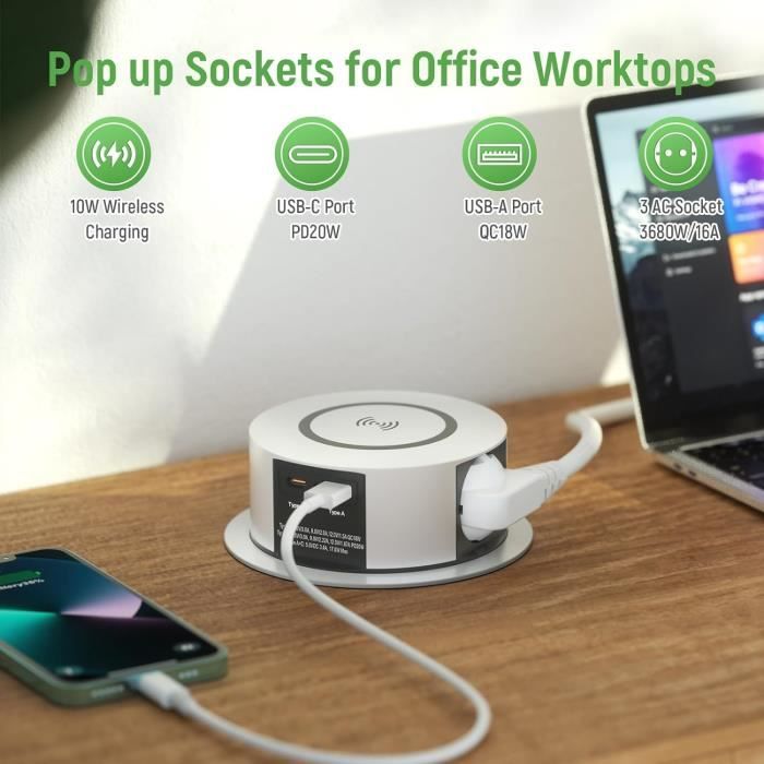 Prise Encastrable Plan De Travail Usb C Pd20W, 3 Prises Multiprise ...