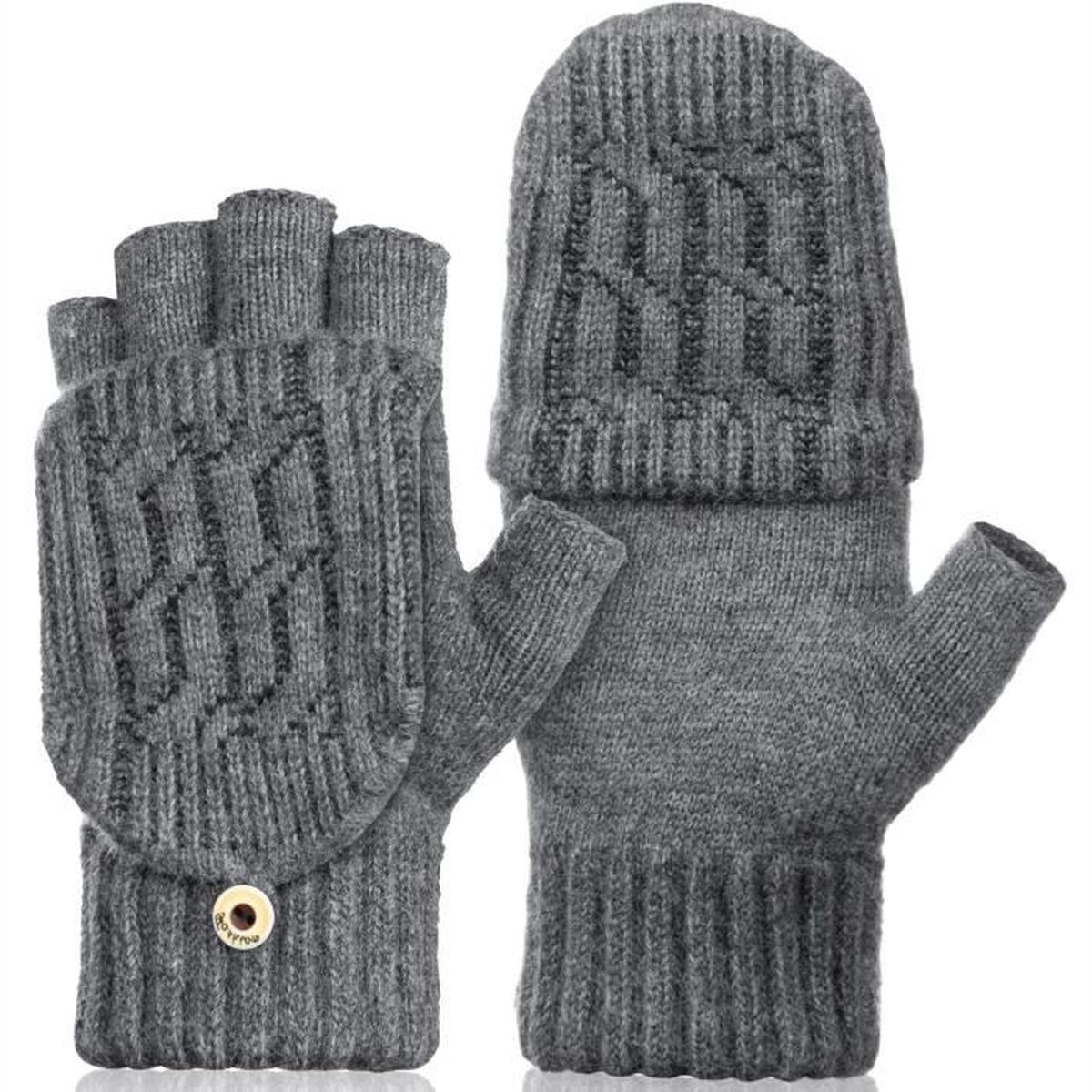 ZGEER Mitaine Femme Hiver Chaud, Gants Sans Doigts, Moufles Homme ...