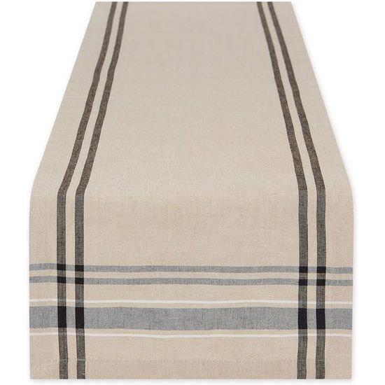 Chemin de table style ferme à rayures françaises, 33 x 183 cm, taupe ...