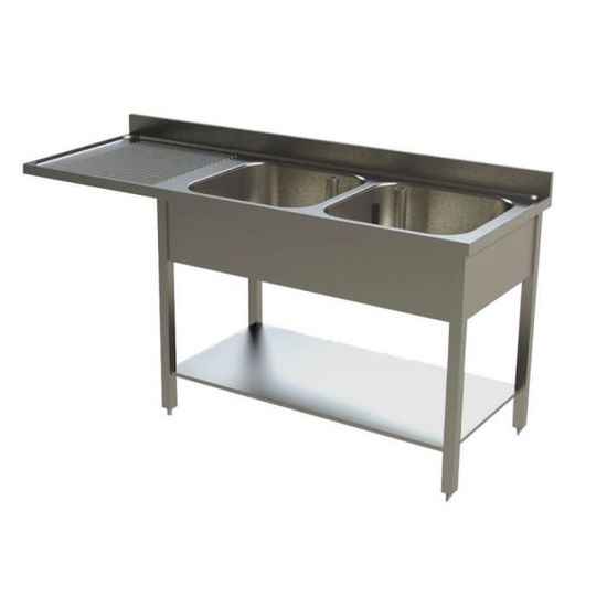 Plonge Inox 2 Bacs Gamme 700 avec Passage Lave-Vaisselle - égouttoir Droite ou Gauche ...