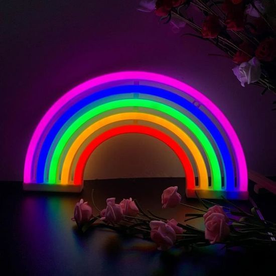 Arc-En-Ciel Neon Signe Des Lumières Rainbow Néon Neuon Night Night ...