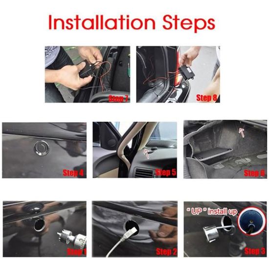 SURENHAP Capteurs de stationnement de secours Radar de Recul, 12 V DC 8 ...