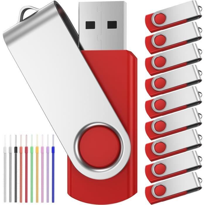 10 Pièce Clés USB 1 Go Rotatif Clef USB 1Go Lot de 10 PenDrives Lecteur Flash USB Pas Cher Rouge ...