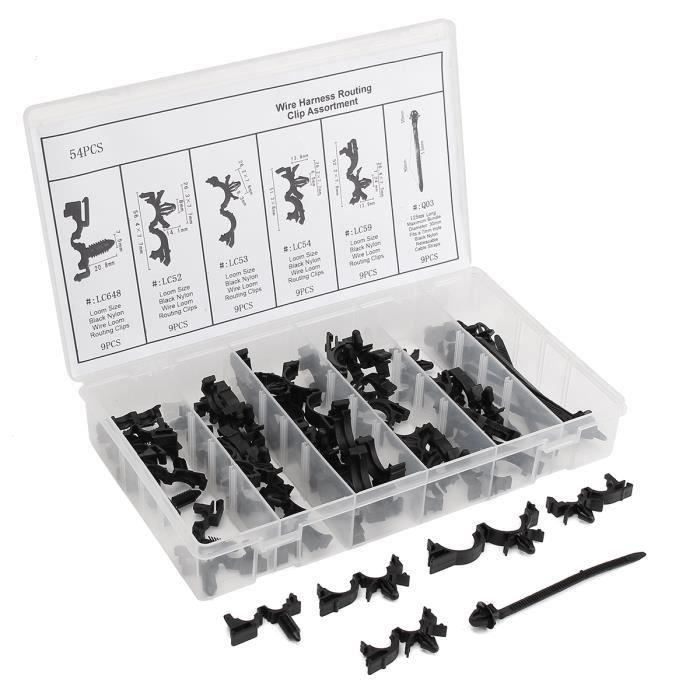 NEUFU 54Pcs Wiring Harness Wire Loom Routing Clip Assortment Convoluted ...