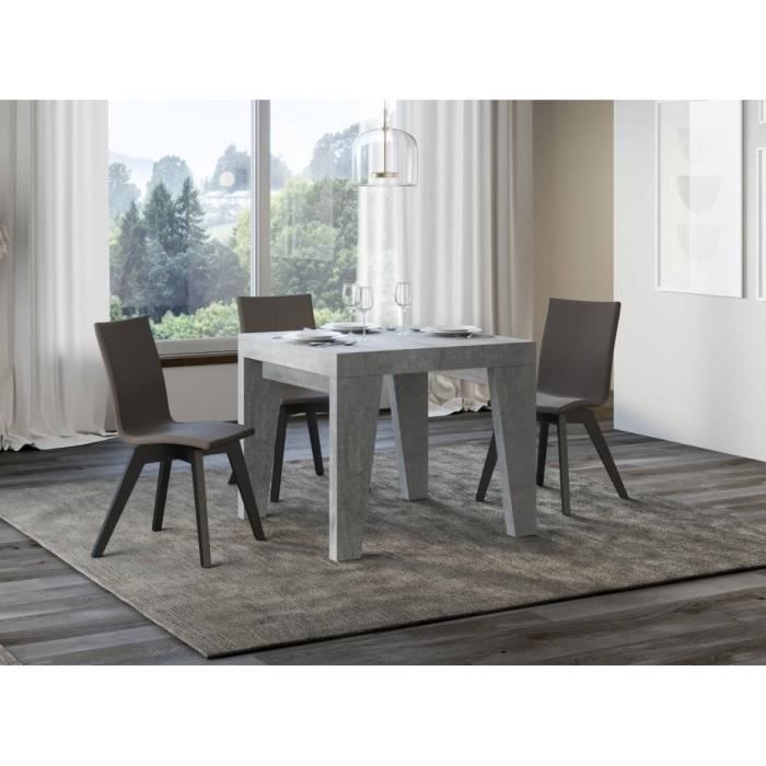 Table carrée extensible 4 à 10 personnes L 90 à 246 cm gris effet ...