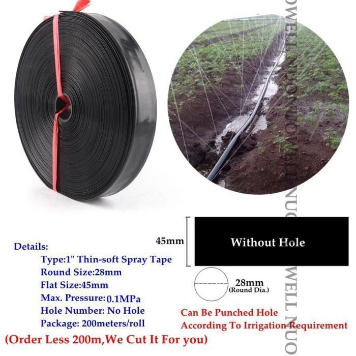 Tuyau d'arrosage,Bande de pulvérisation douce et fine, 100m – 5m, 0 - 5 trous, 1 ", 28mm, tuyau ...
