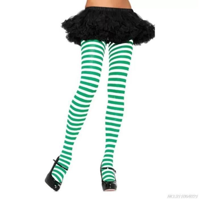 Vert et blanc Collants multicolores rayés pour femmes et filles, bas ...