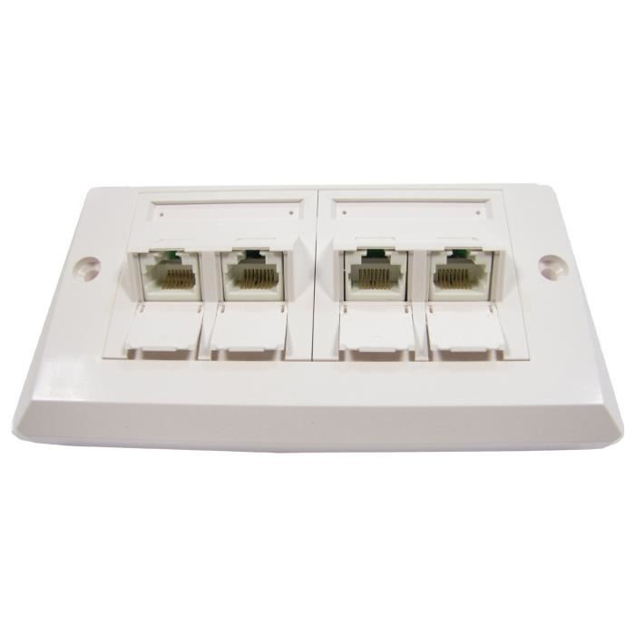 CableMarkt - 4 RJ45 Cat.5e 140x80 UTP encastré rosace - Cdiscount Informatique