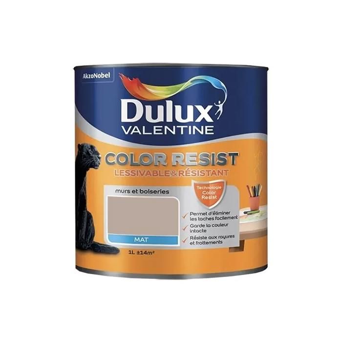 Dulux Valentine Peinture acrylique Color Resist Noyer brut Mat 1 L ...