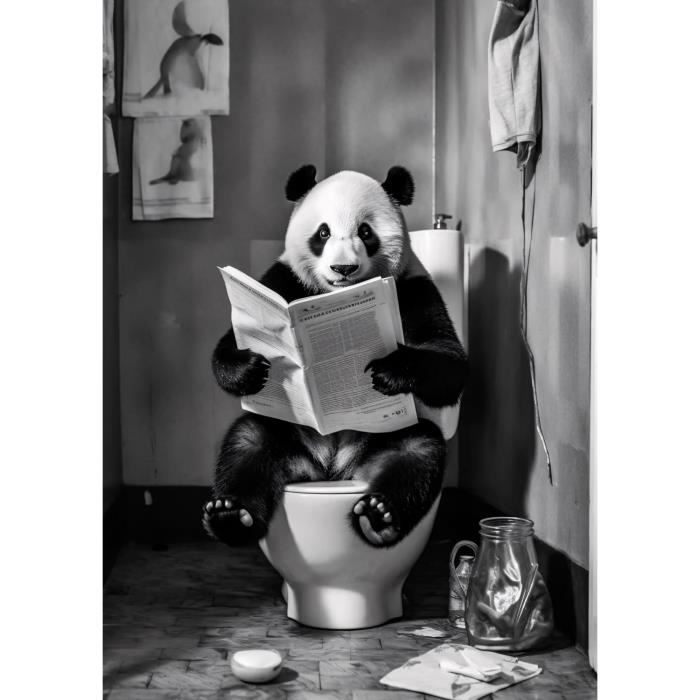 Panda Sur Wc, Poster Din A4 Sans Cadre, Décoration Murale, Pour Salle ...