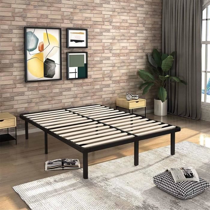Sommier 160x200cm - Frixovel Sommiers à Lattes avec 9 Pieds - Cadre de ...