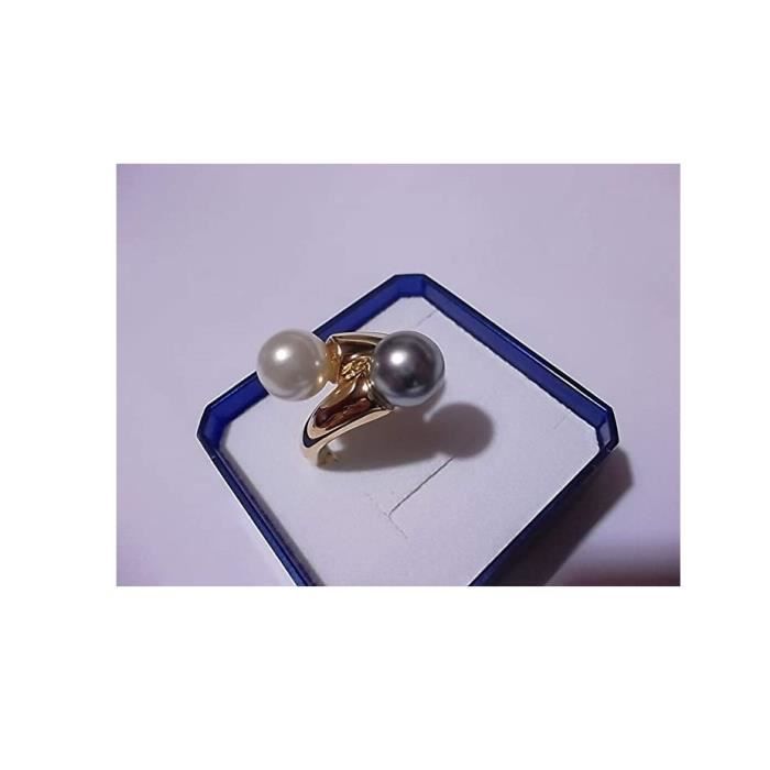 Bague perles grise/blanc en plaqué or 750/000 "garanti sans nickel or ...