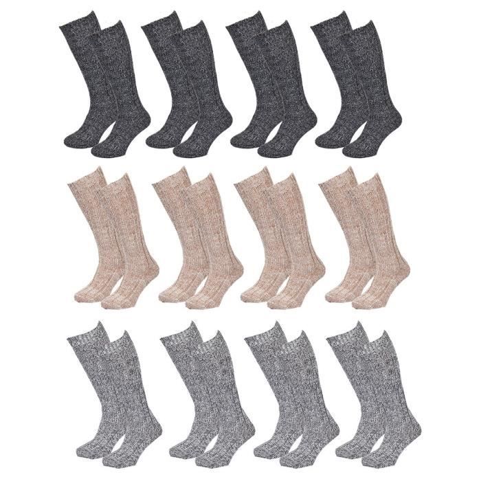 Chaussettes hautes homme Laine Majoritaire Pack de 12 Paires LAINE ...