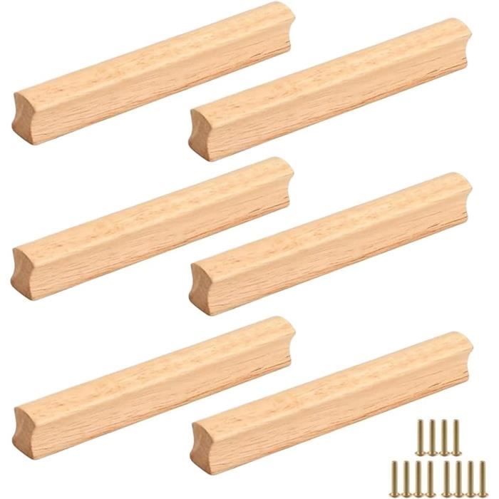 6 Pièces Poignée Tiroir Bois, Poignet Armoire Bois, Bouton Tiroir Bois ...