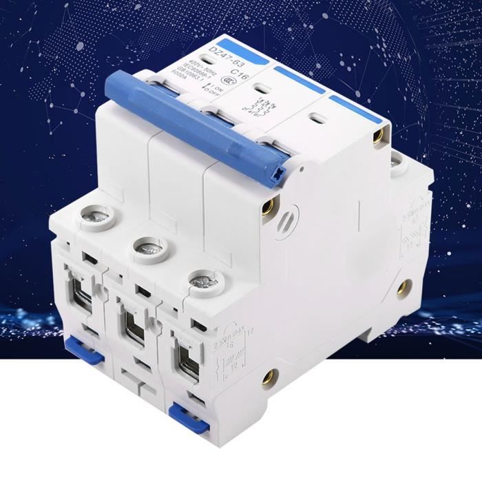 Mini disjoncteur DZ47-63 AC 400V 6/10/16 / 20A 3 pôles disjoncteur miniature disjoncteur de ...