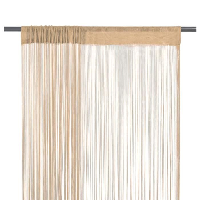 Rideau en fils 2 pcs 140 x 250 cm Beige Bon Matériel - Cdiscount Maison