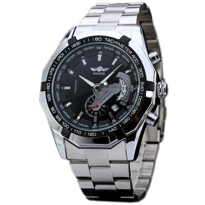 Winner hommes en acier inoxydable Mens Sport Watch Montre connectée ...
