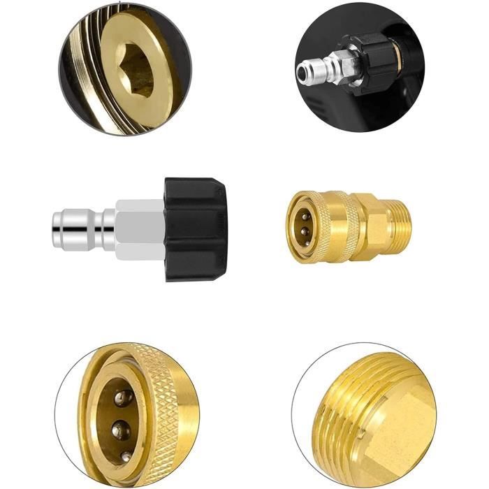 Nettoyeur Haute Pression Connexion Rapide 3-8" Connecteur M22 Mâle Femelle Raccord Coupleur ...