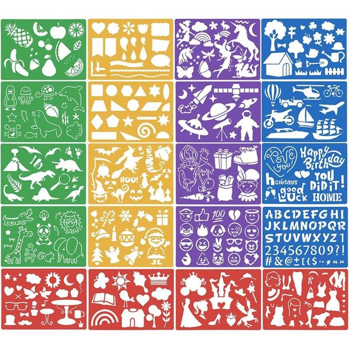 20 Pcs Pochoirs de Peinture, Pochoirs pour Dessin et Peinture, Pochoir ...