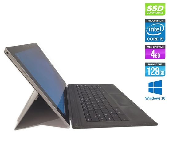 Tablette Microsoft Surface Pro 3 Tablette Core i5 4300U - 1.9 GHz Win 10 Pro 4 Go RAM 128 Go SSD ...