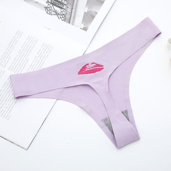 String Tanga pour Femme Mode délicate lèvre impression sexy caleçon ...