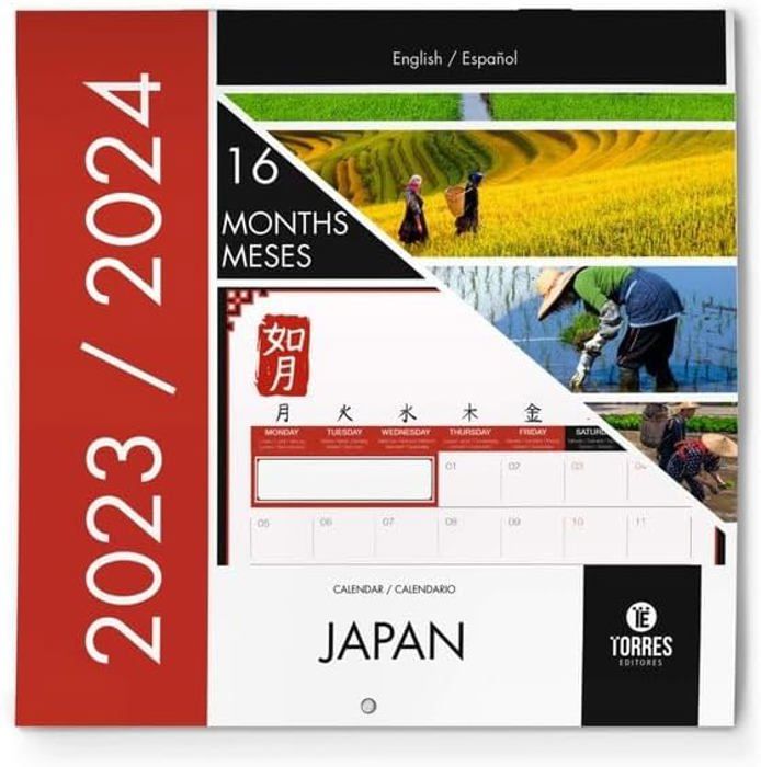 Calendrier 2024 - Calendrier mural avec 16 mois - Dimensions 30 x 30 cm ...