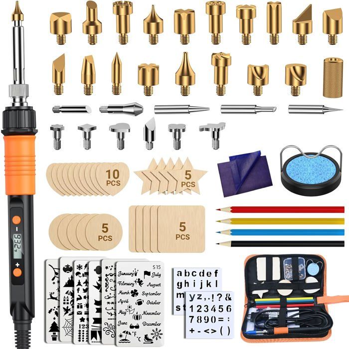 Preciva Pyrograveur sur Bois, 70pcs Graveur Bois avec LCD Stylo à ...