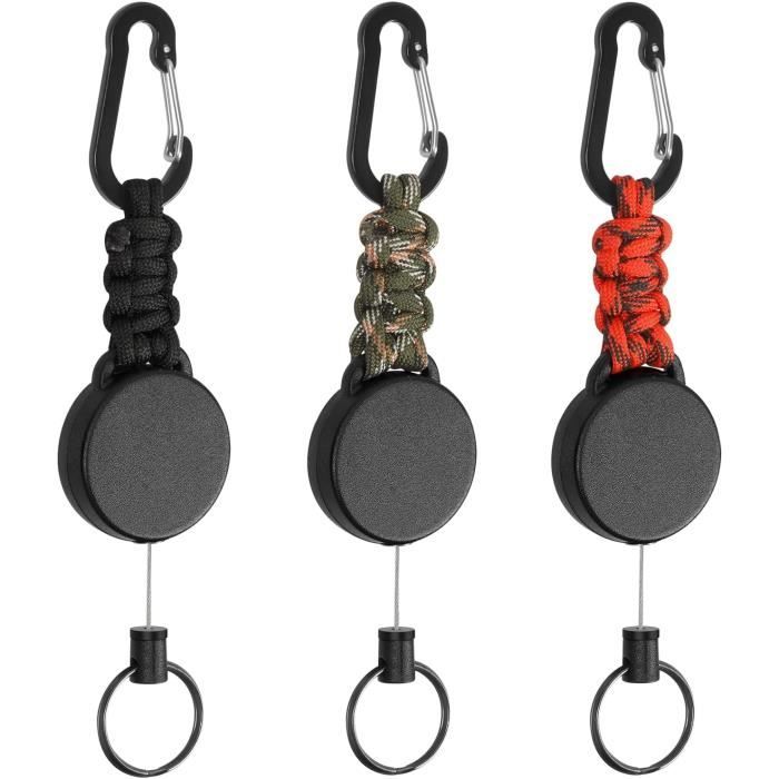 Mousqueton RetractablePorte Clef Retractable, 3 Pièces Mousqueton Porte ...