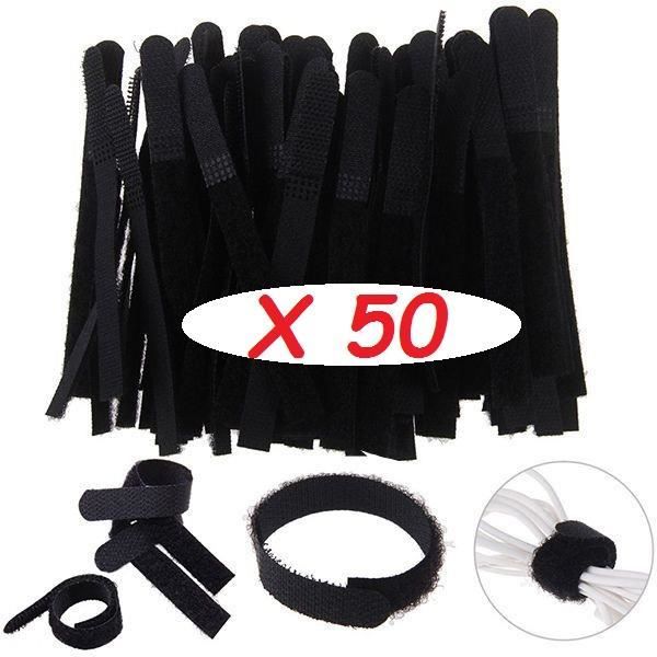 Lot de 50 Bandes Velcro/Attache/Scratch pour Câbles Électriques - Noir ...
