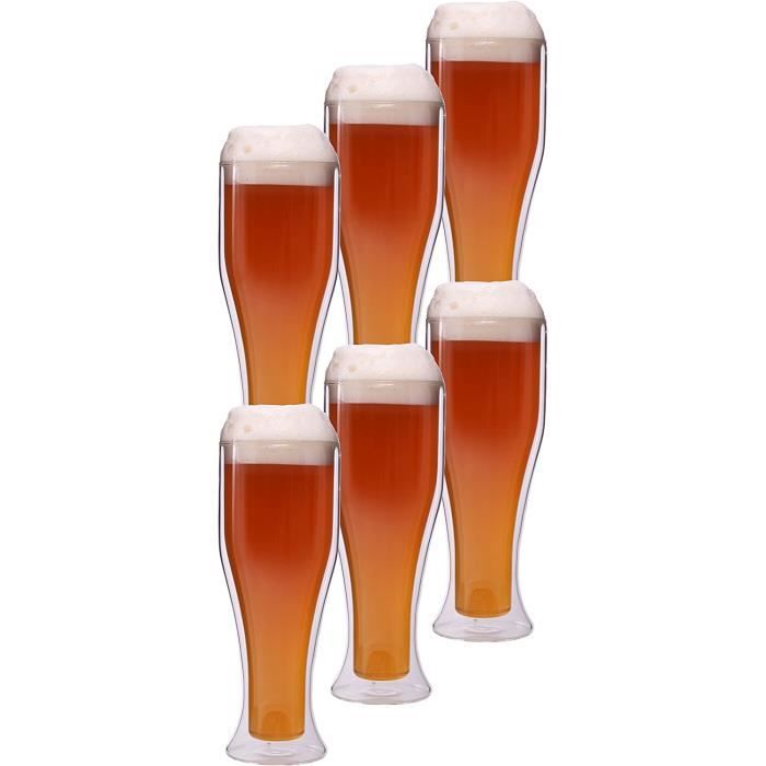 Lot de 6x 500ml verres à bière double paroi pour 300 ml de blé Lady ...