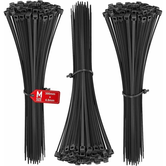 Collier de Serrage 300 mm x 4,8 mm, Attache Câble, Serre Câbles Rilsan ...