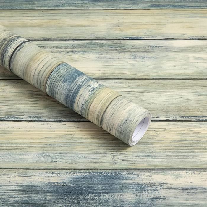 Papier Adhésif pour Meuble Bois Bleu 30 cm X 200 cm Autocollant ...
