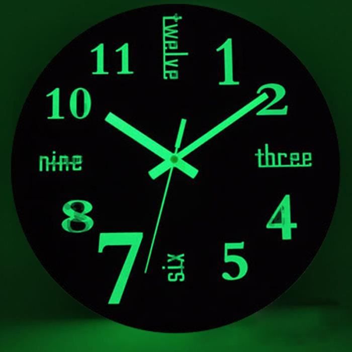 Horloge - pendule,Horloge murale en bois de 12 pouces,lumière ...