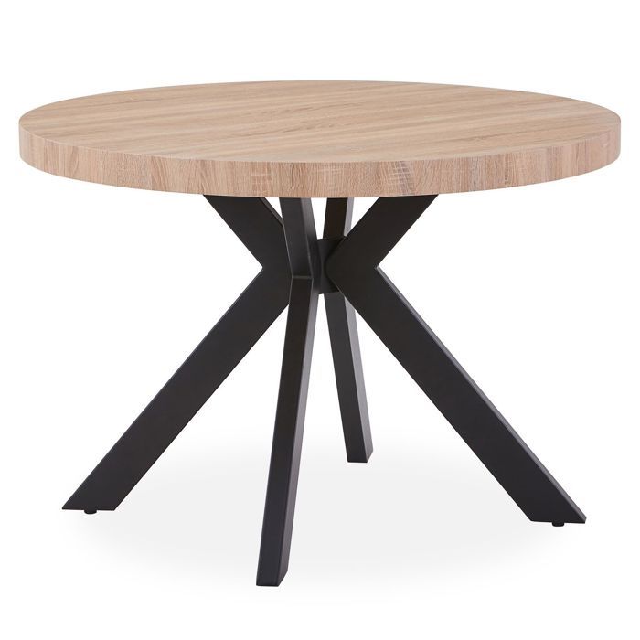 Table ronde extensible Myriade Noir et Chêne Clair - Cdiscount Maison