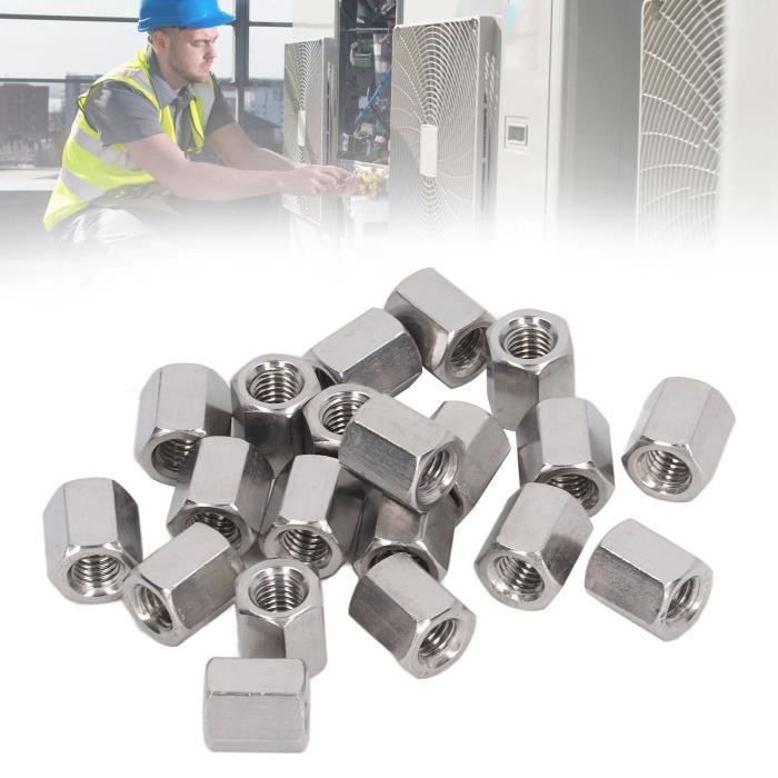 Ecrou d'accouplement de tige hexagonal M8x1.25 L15mm 304 - FDIT - Blanc ...