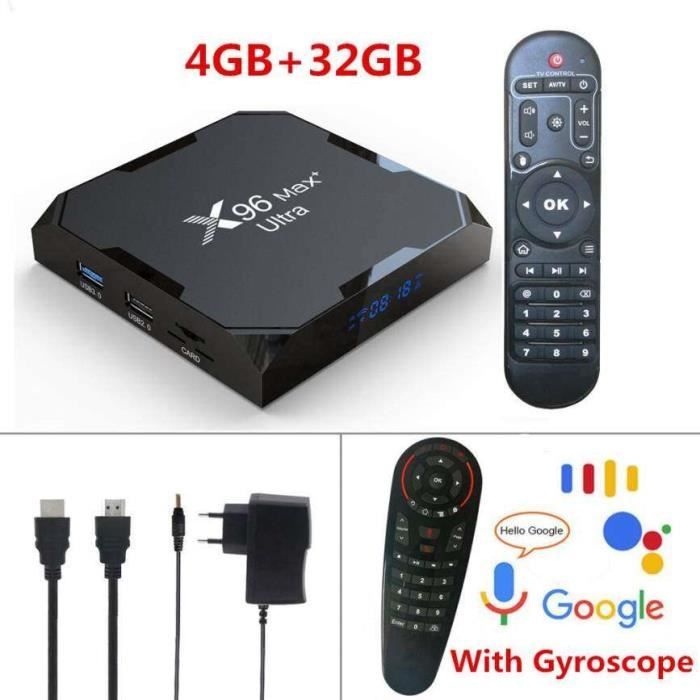 MEDIA STREAMER,4g 32g Voice Gyro G3 Boîtier TV X96 Max Plus Ultra ...