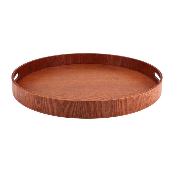 Grand Plateau de Service Rond, Plateau Alimentaire en Bois, Fournitures ...