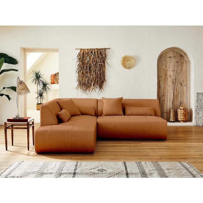 Onyx - canapé modulable d'angle gauche 5 places - en tissu - Rouille ...