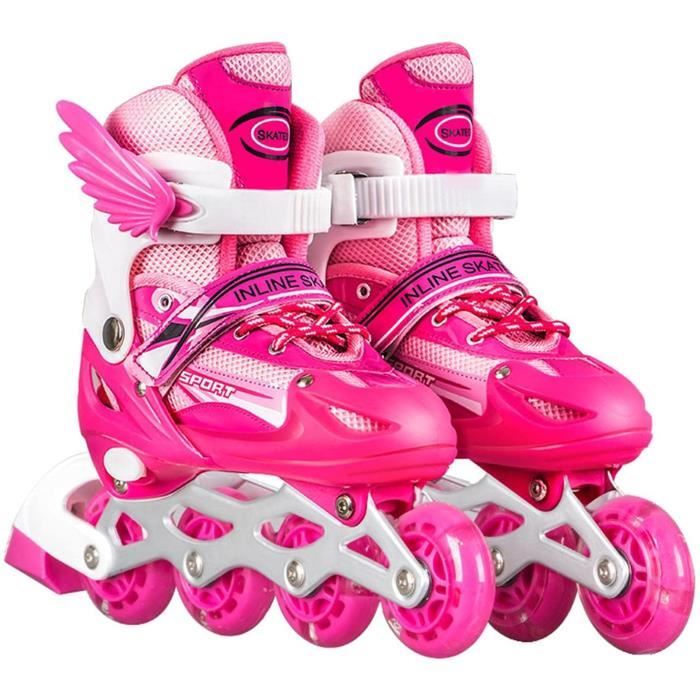 Rollers en ligne pour enfants et adolescents - réglables - 4 roulettes ...