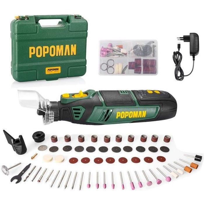 POPOMAN Mini Outil Rotatif Multifonction Sans Fil 8V, 2.0Ah Batterie ...