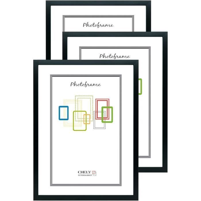 | Cadre Photo A3 Mod-296 (Paquet 3 Unités - Noir) | Fabriqué En Bois, Largeur Du Cadre 1,5Cm ...