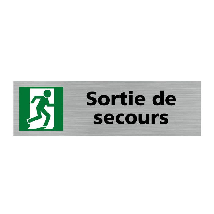 Pictogramme SORTIE DE SECOURS (Q0386) Adhésif Aspect Aluminium Brossé ...
