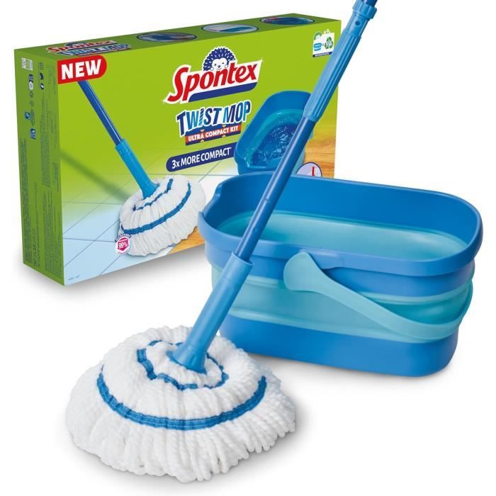 Spontex - Kit Balai serpillère Seau Ultra-Compact Twist Mop - Franges ...