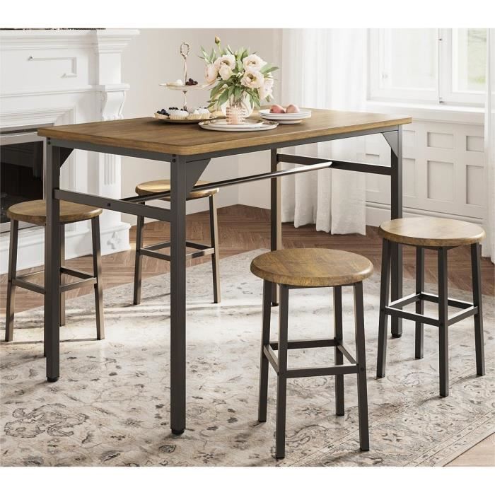 Table À Manger Avec 4 Tabourets De Bar, Table Haute Avec Tabourets ...