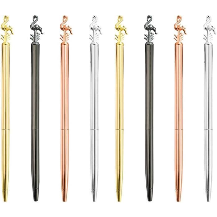 Lot De 8 Stylos À Bille En Métal Avec Encre Noire, Stylos À Bille Fins ...