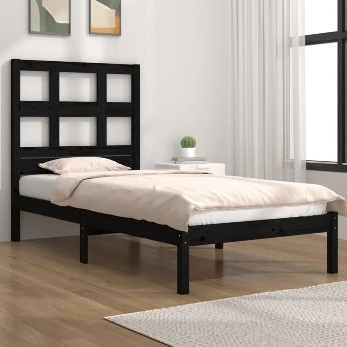 TRU Structure de Lit pour Matelas 75 x 190 cm, Lit Simple en Bois de ...