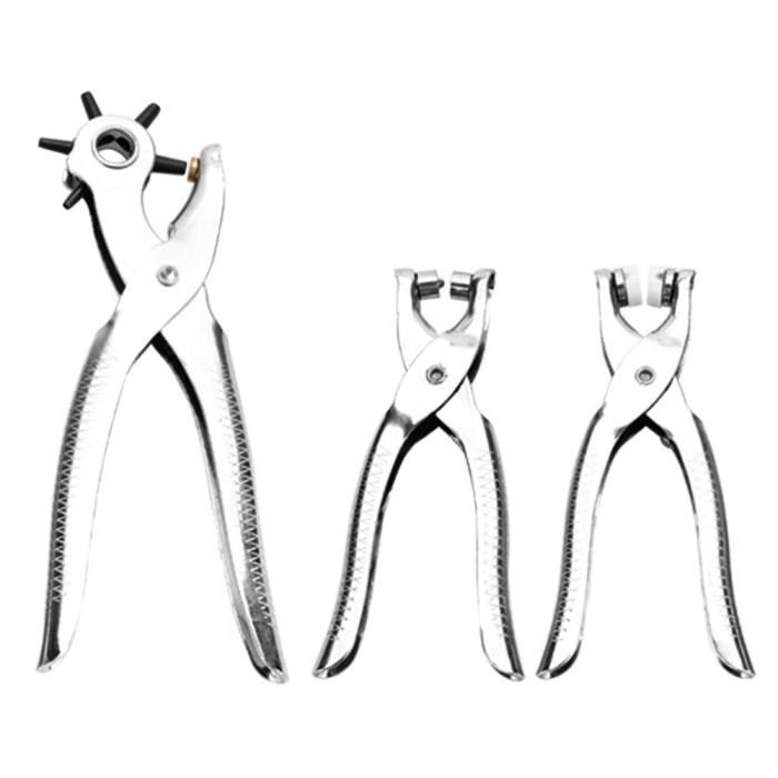 VBESTLIFE Pince à perforer Poinçon de ceinture en cuir 3pc + pince à ...