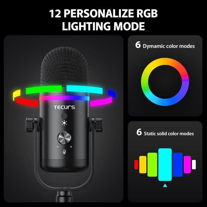 Micro Gaming Kit - Micro Condensateur Rgb Avec Bras Et Support Bureau ...